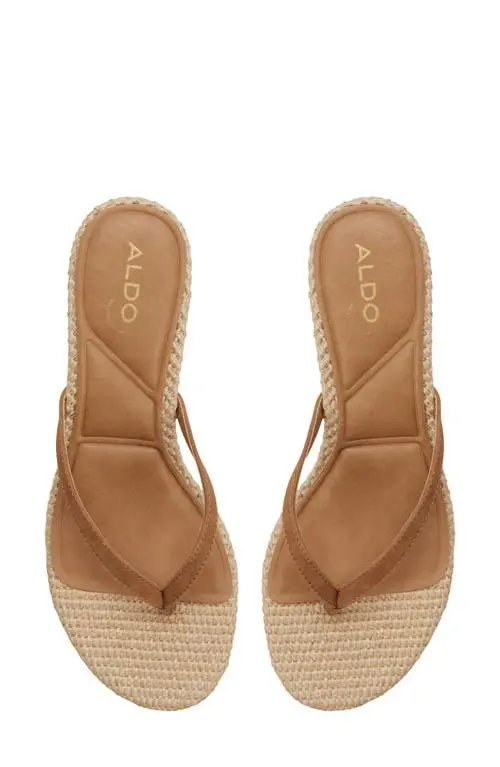 Aldo Heeled Thong Sandals - Medium Brown