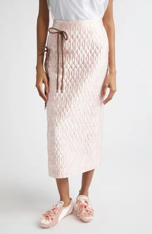 Simone Rocha Quilted Floral Pencil Skirt - Pink/brown