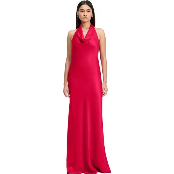 GHOST LONDON Elara Cowl Front Maxi Dress - Raspberry