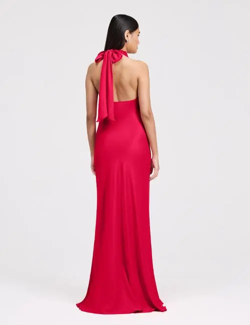 GHOST LONDON Elara Cowl Front Maxi Dress - Raspberry