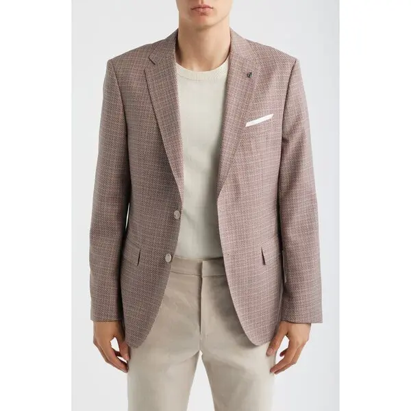 BOSS Hutson Slim-fit Virgin Wool Sport Coat - Open Red