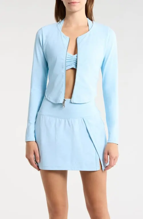 Year Of Ours Crop Zip Cardigan - Sky