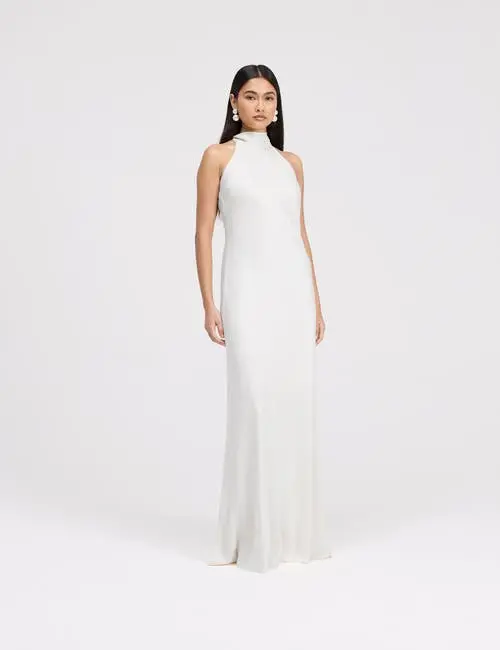 GHOST LONDON Angelica High Neck Maxi Dress - Ivory