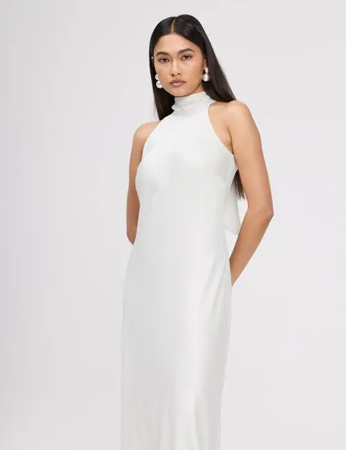 GHOST LONDON Angelica High Neck Maxi Dress - Ivory