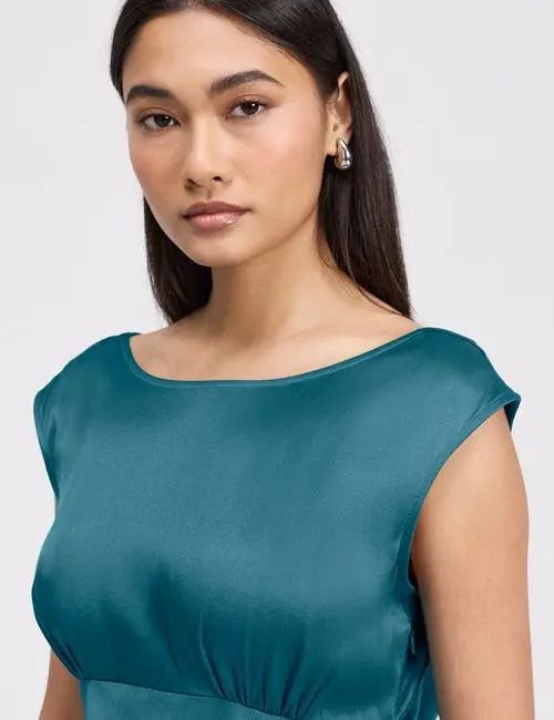 Ghost London Octavia Cowl Back Satin Maxi Dress - Emerald | Editorialist