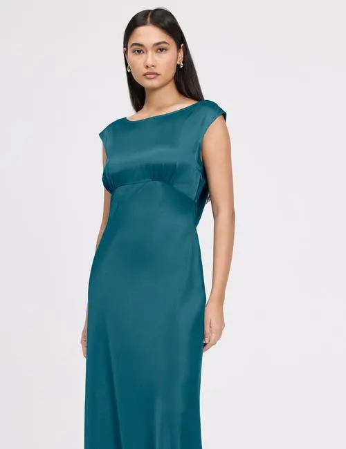 GHOST LONDON Octavia Cowl Back Satin Maxi Dress - Emerald