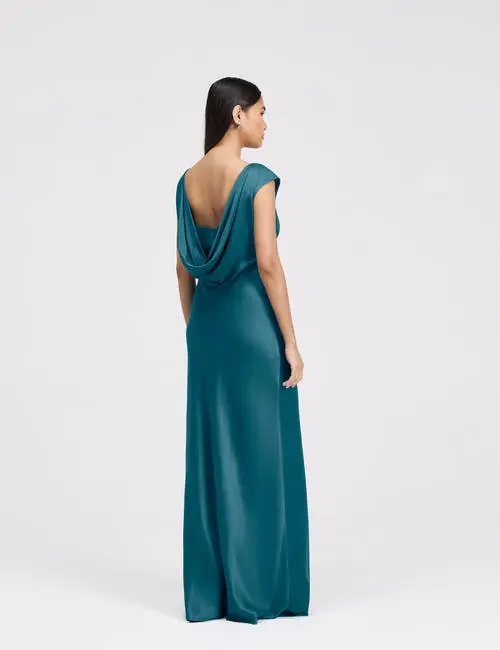 GHOST LONDON Octavia Cowl Back Satin Maxi Dress - Emerald