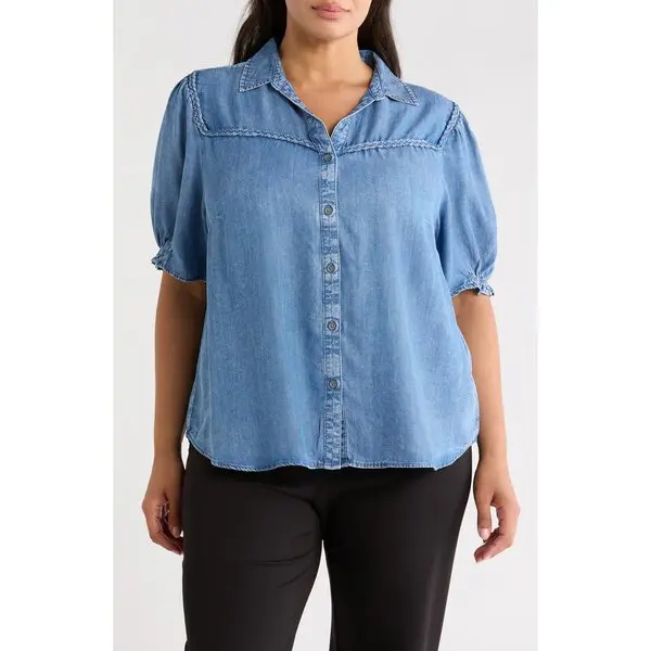 BEACHLUNCHLOUNGE Inara Denim Top - Medium Wash