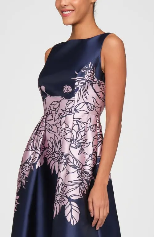 KAY UNGER Floral Cocktail Midi Dress