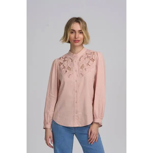ELLE COLLECTION Lace Yoke Shirt - Blush