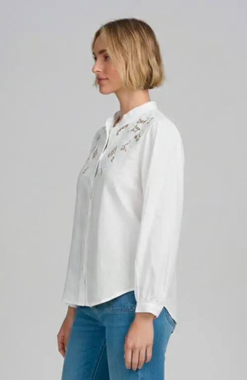 ELLE COLLECTION Lace Yoke Shirt - Ivory