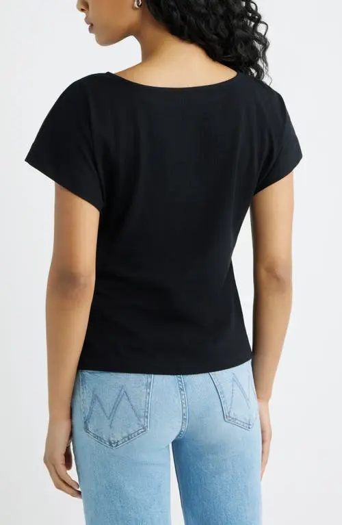 OPEN EDIT Asymmetric Cotton T-shirt - Black