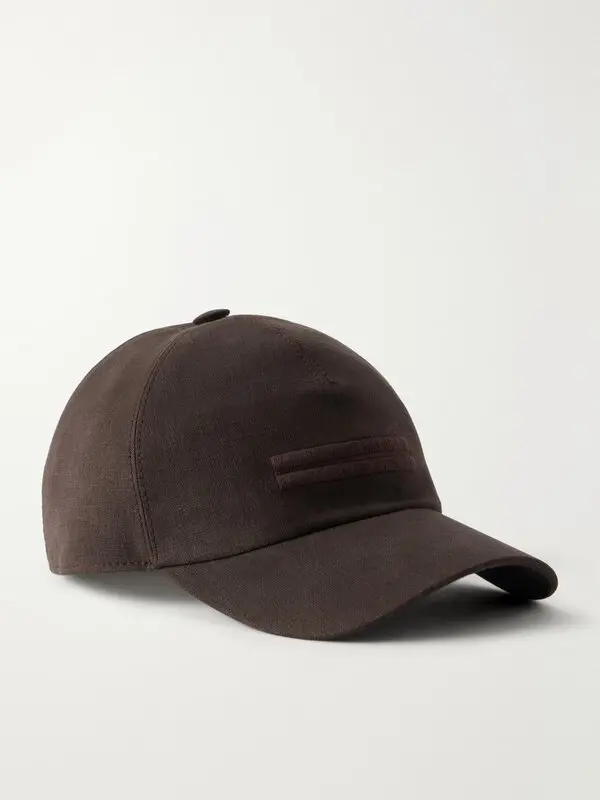 Zegna Oasi Linen Baseball Cap - Brown