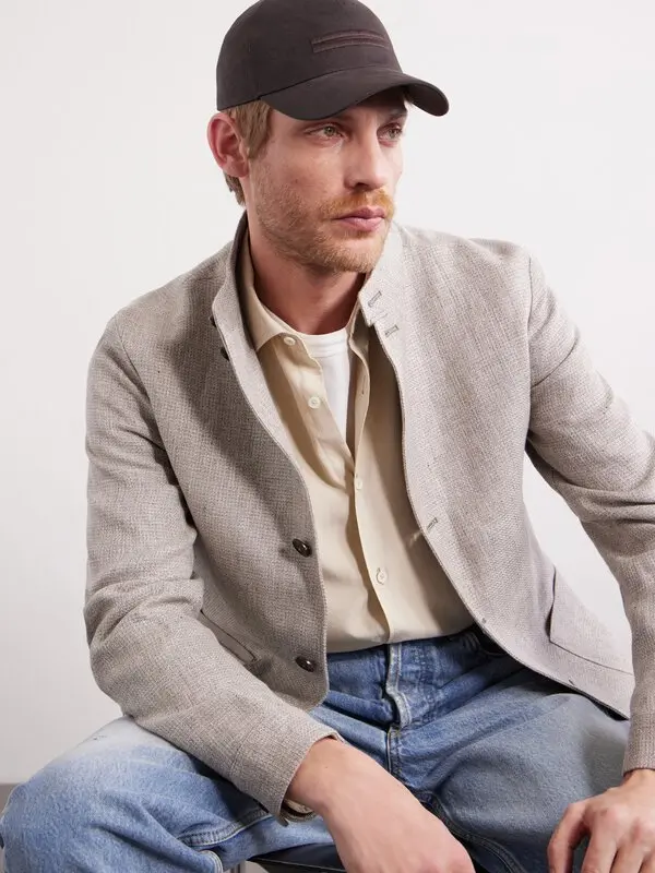 Zegna Oasi Linen Baseball Cap - Brown
