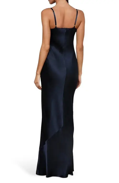 L'Agence Shayla Lace Trim Silk Satin Maxi Slipdress