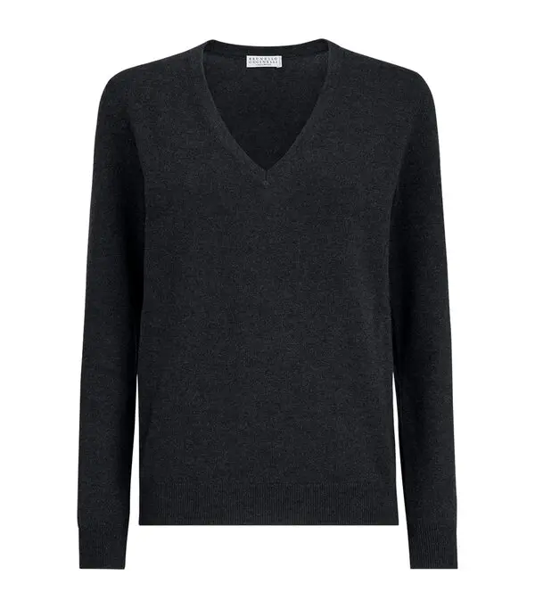 Brunello Cucinelli Cashmere Monili-detail Sweater - Black