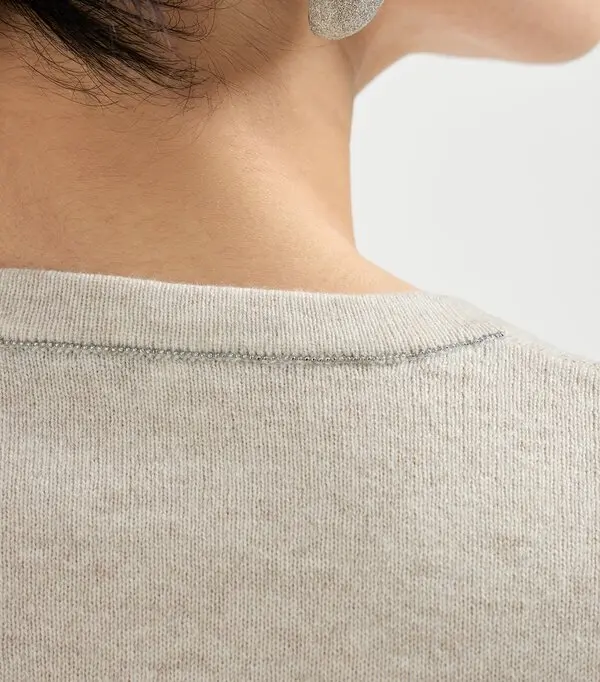 Brunello Cucinelli Cashmere Monili-detail V-neck Sweater - Beige