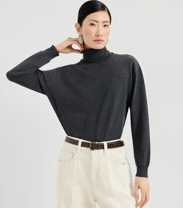 Brunello Cucinelli Cashmere Monili-trim Rollneck Sweater - Black