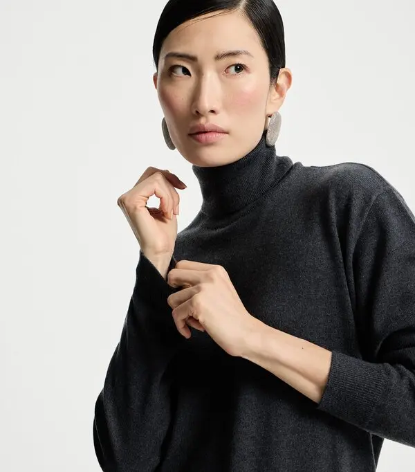 Brunello Cucinelli Cashmere Monili-trim Rollneck Sweater - Black
