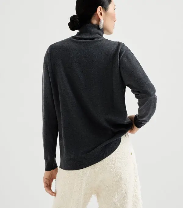 Brunello Cucinelli Cashmere Monili-trim Rollneck Sweater - Black