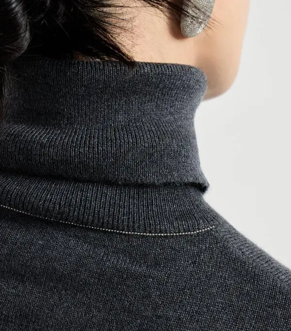Brunello Cucinelli Cashmere Monili-trim Rollneck Sweater - Black