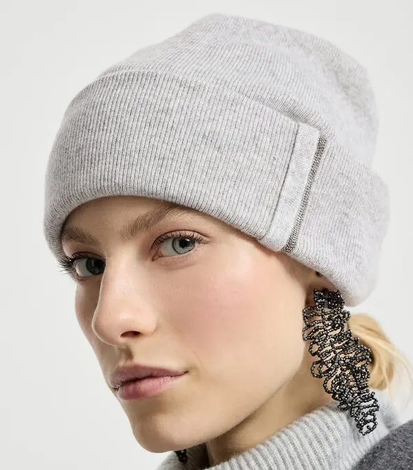 Brunello Cucinelli Cashmere Monili-trim Beanie - Grey