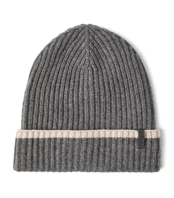 Brunello Cucinelli Cashmere Monili Beanie - Grey