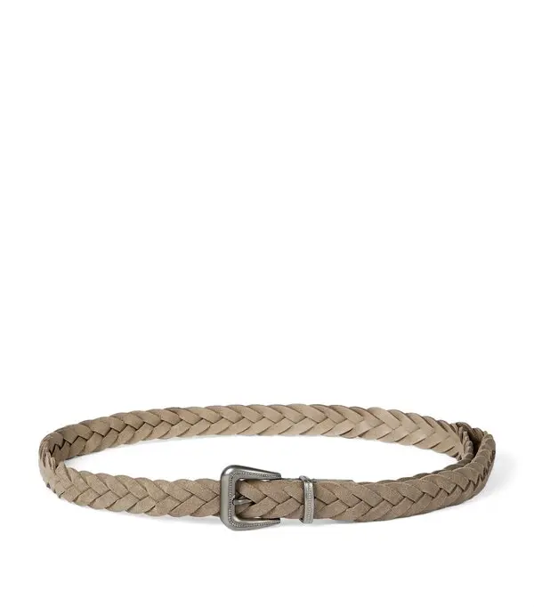 Brunello Cucinelli Suede Braided Belt - Brown