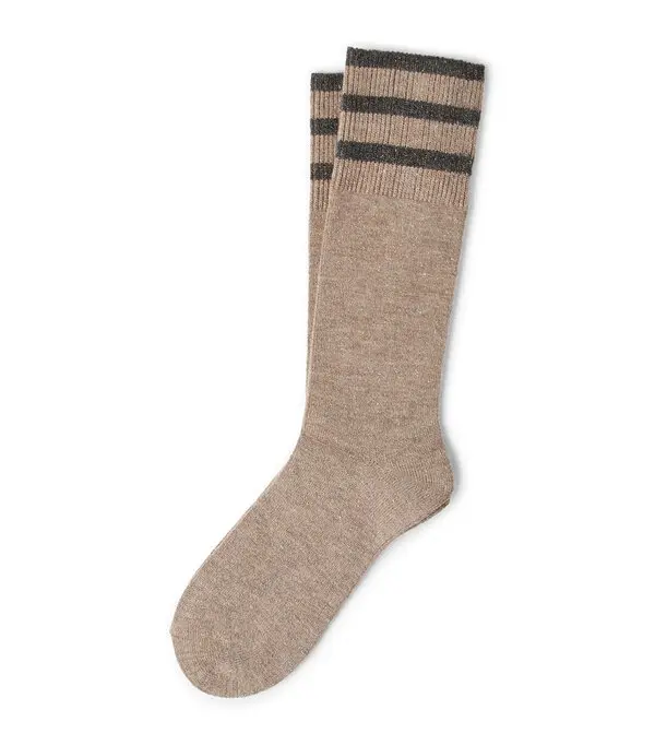 Brunello Cucinelli Cashmere-blend Knit Calf Socks - Brown