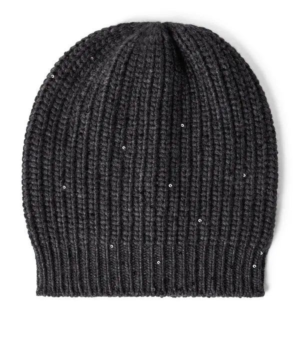Brunello Cucinelli Cashmere-silk Sequinned Beanie - Black