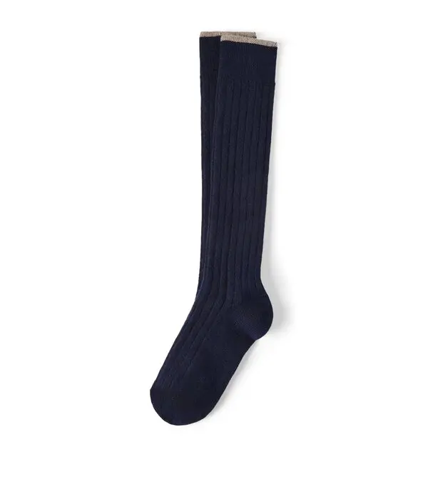 Brunello Cucinelli Cashmere Ribed Socks - Blue