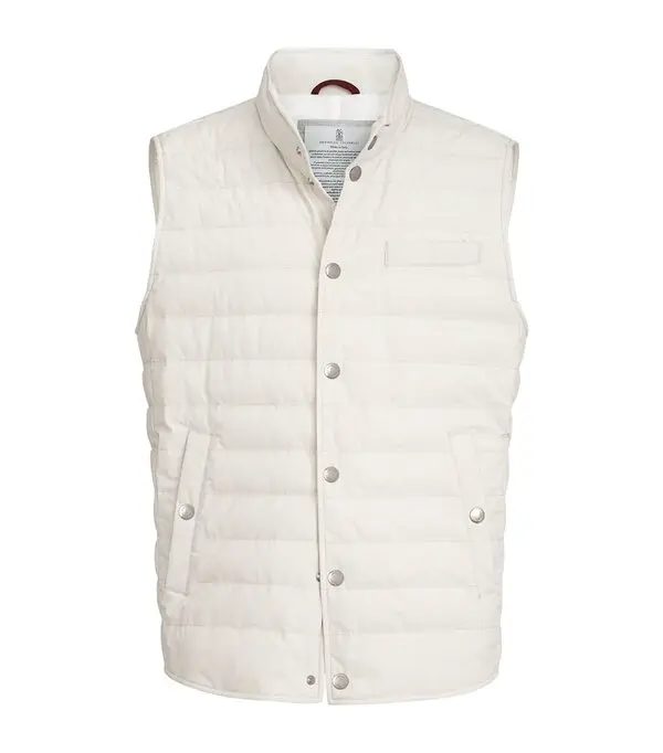 Brunello Cucinelli Bonded Taffeta Down Gilet - Beige