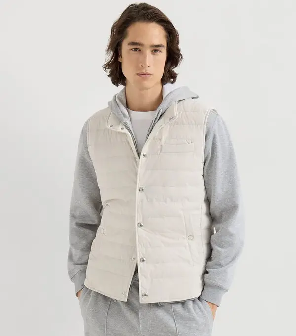 Brunello Cucinelli Bonded Taffeta Down Gilet - Beige