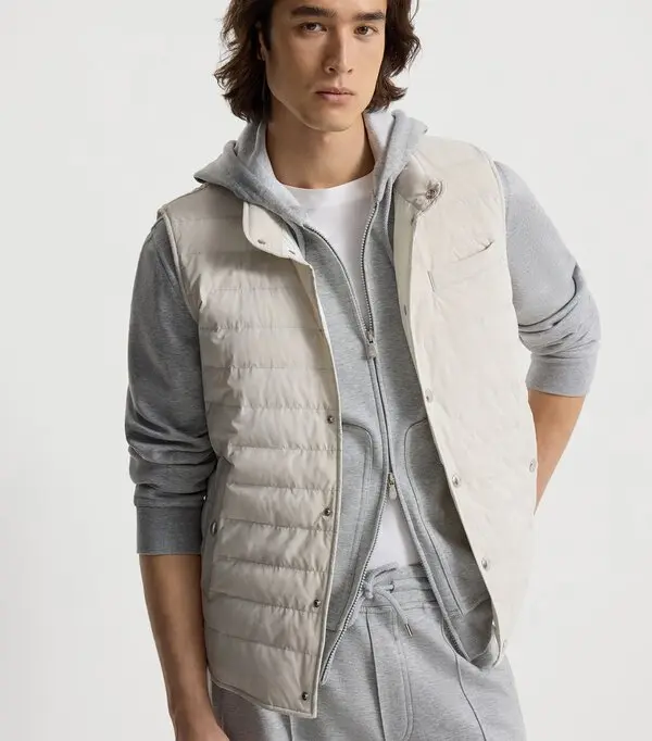 Brunello Cucinelli Bonded Taffeta Down Gilet - Beige