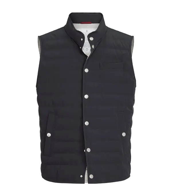 Brunello Cucinelli Bonded Taffeta Down Gilet - Blue