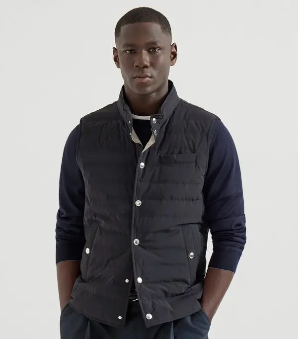 Brunello Cucinelli Bonded Taffeta Down Gilet - Blue