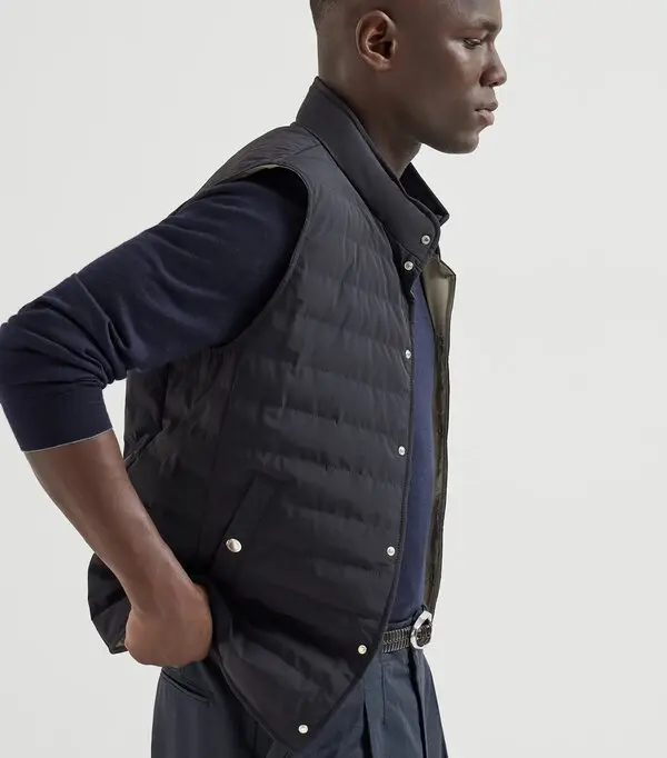 Brunello Cucinelli Bonded Taffeta Down Gilet - Blue