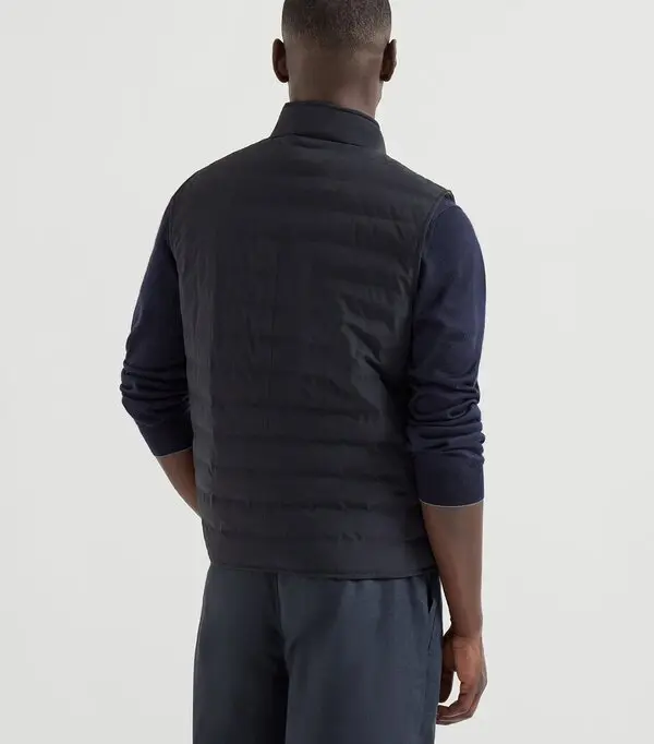 Brunello Cucinelli Bonded Taffeta Down Gilet - Blue