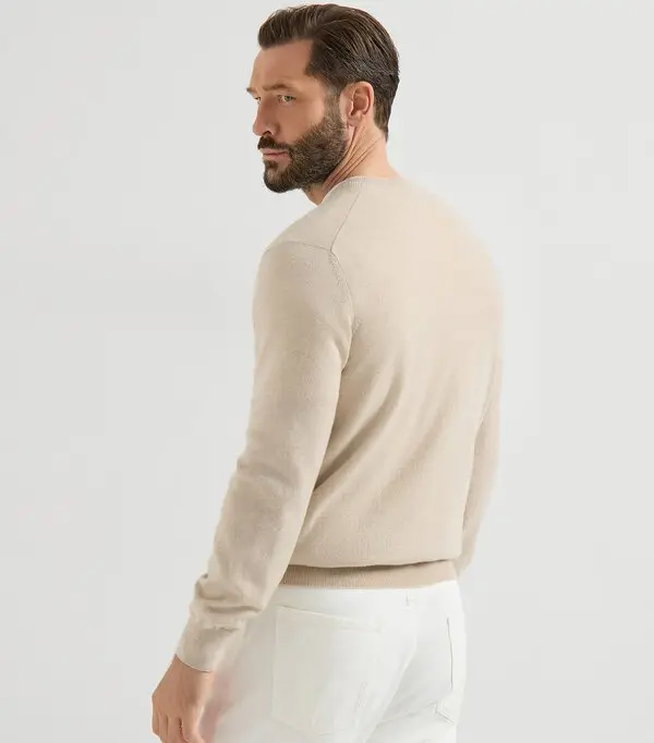 Brunello Cucinelli Cashmere V-neck Sweater - Beige