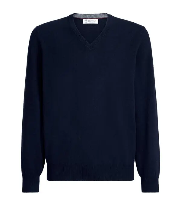 Brunello Cucinelli Cashmere V-neck Sweater - Blue