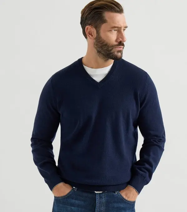 Brunello Cucinelli Cashmere V-neck Sweater - Blue