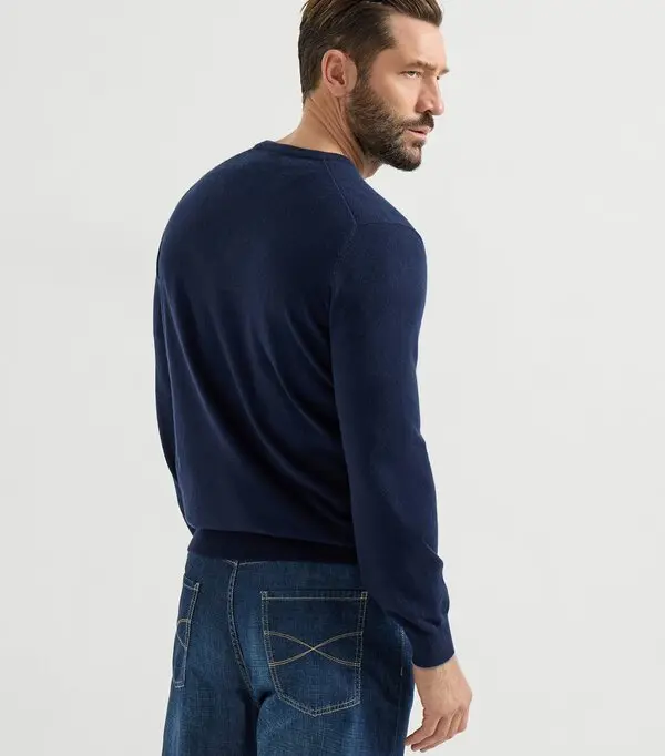 Brunello Cucinelli Cashmere V-neck Sweater - Blue