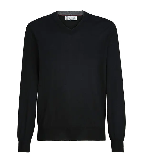 Brunello Cucinelli Cashmere-silk V-neck Sweater - Black