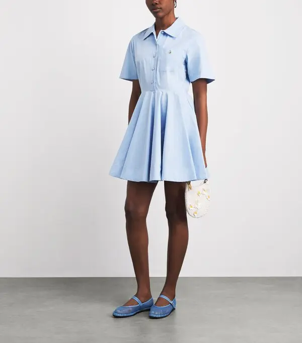 Maje Poplin Mini Shirt Dress - Blue