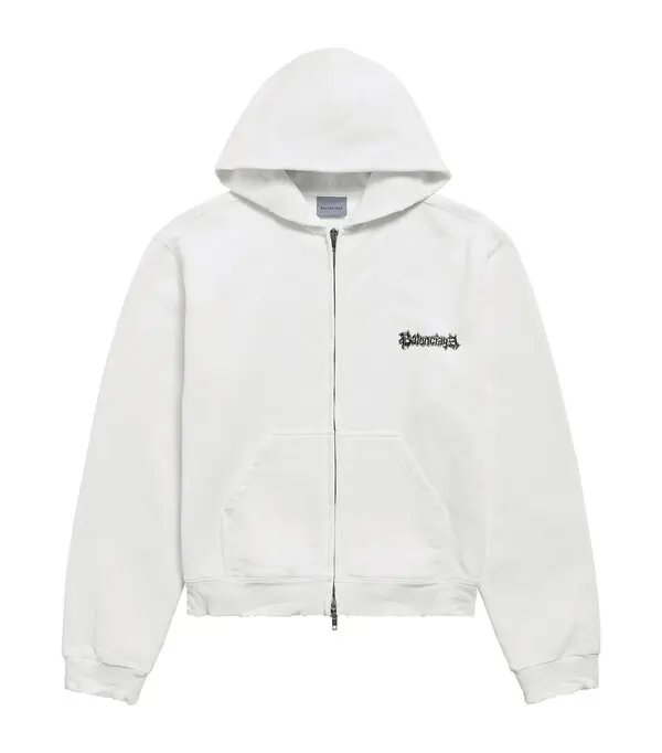 Balenciaga Cotton Salon De Couture Zip-up Hoodie - White
