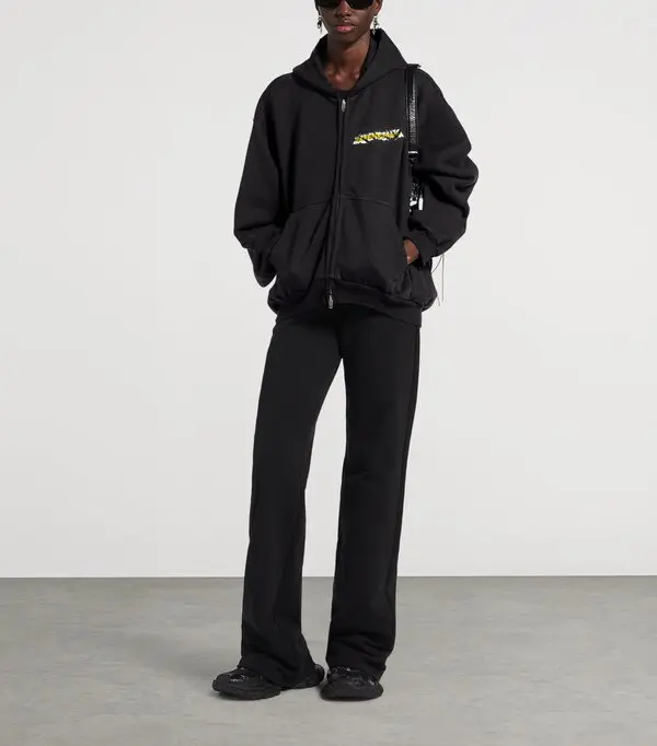 Balenciaga Cotton Spray Logo Zip-up Hoodie