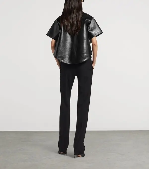 Balenciaga Leather Train-detail Crop Top