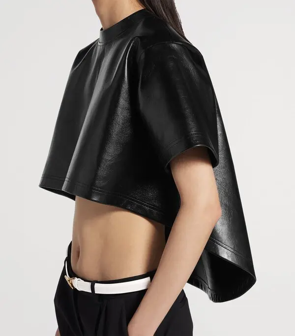 Balenciaga Leather Train-detail Crop Top