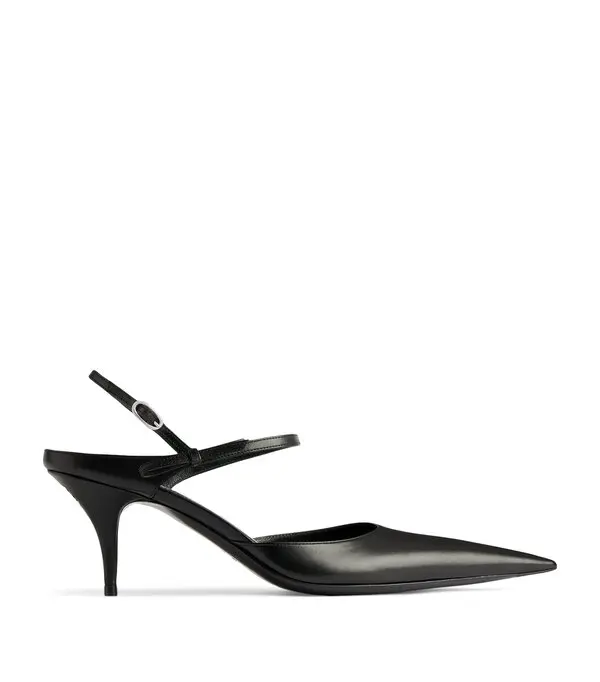 Balenciaga Leather Avenue Bow Slingback Pumps 70 - Black