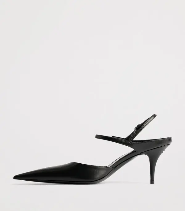 Balenciaga Leather Avenue Bow Slingback Pumps 70 - Black